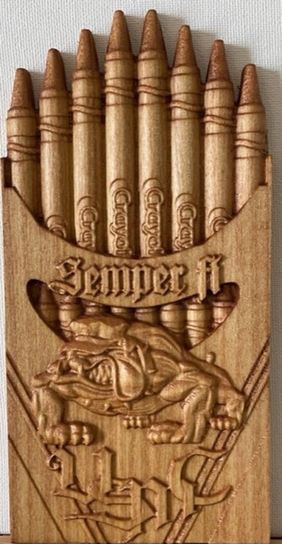 USMC Marines Crayon Box W/ Bulldog and Semper Fi Wood Carving - Etsy