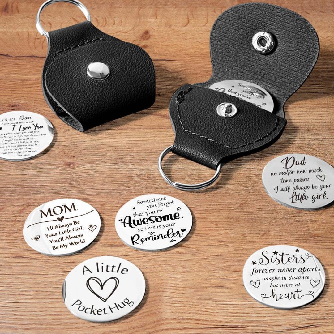 Pocket Hug Token With Leather Keychain Gifts for Friend Son Daughter ...