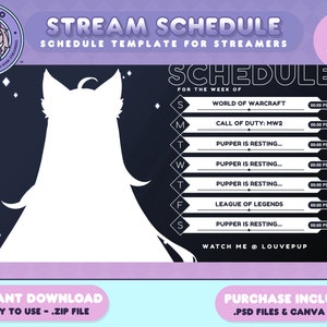Schedule Template, Stream Schedule, Vtuber, Vtuber Graphics, Weekly ...