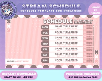Twitch Stream Schedule Template - Etsy