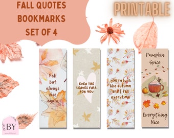 Printable Quotes Fall Bookmarks Set of 4 Loveable Bookmarks - Etsy