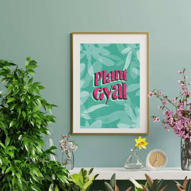 Black Girl Woman Jamaican Wall Art Poster, Plant Gyal Tropical Home ...