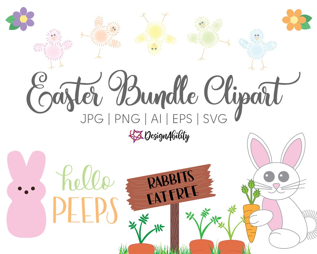 Easter Clipart Bundle: Bunny, Chicks, Eggs (digital Download) - Etsy