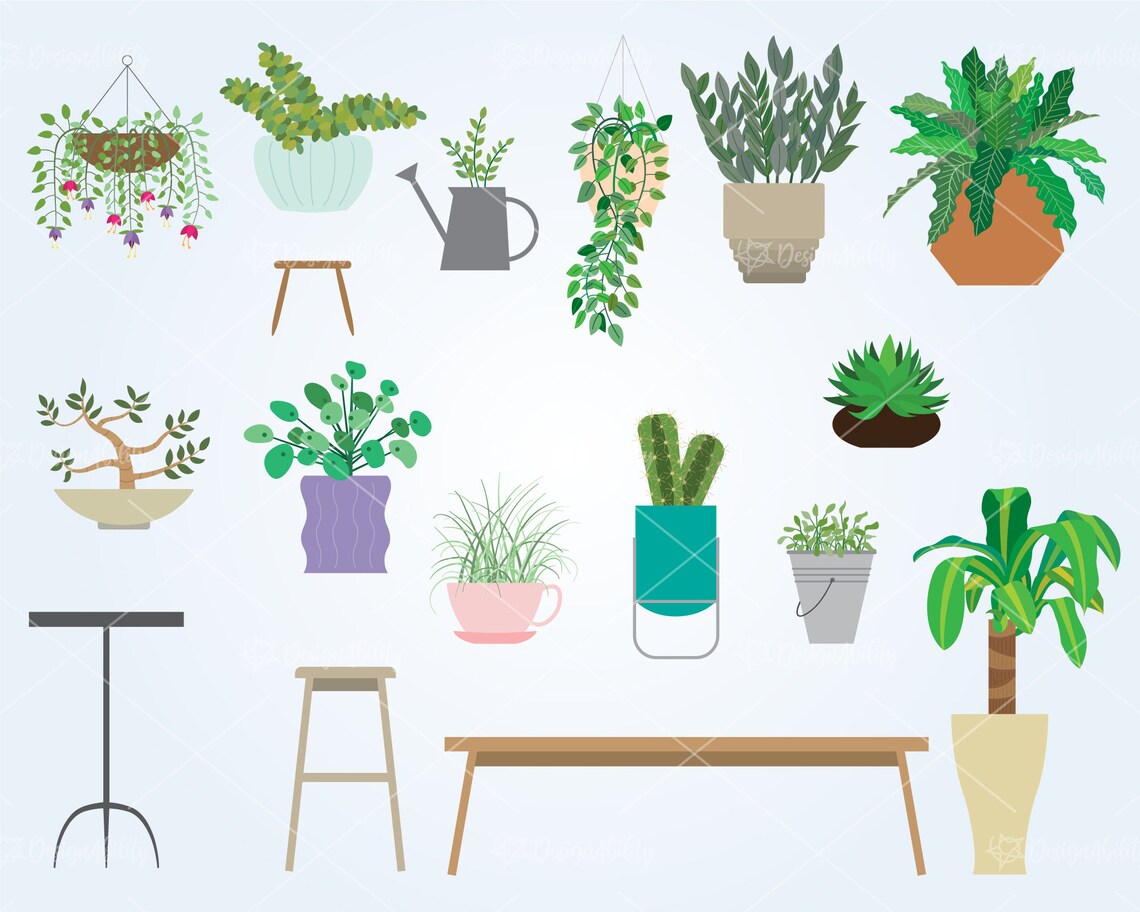 Potted Plants Indoor Garden Clipart & Designs JPG PNG Vector Digital ...