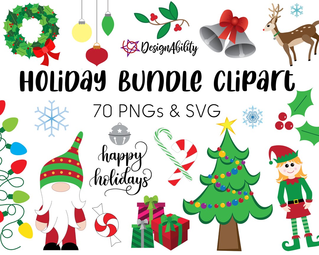 Holiday Bundle Clipart Set - SVG & 70 Pngs | Digital Download - Etsy