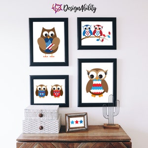 Patriotic Owls Clipart Set - SVG & 14 Pngs | Patriotic Vector Clip Art ...