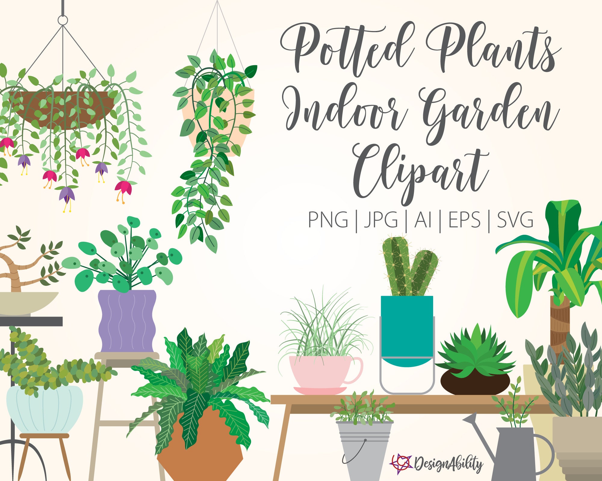 Potted Plants Indoor Garden Clipart & Designs | JPG | PNG | Vector ...
