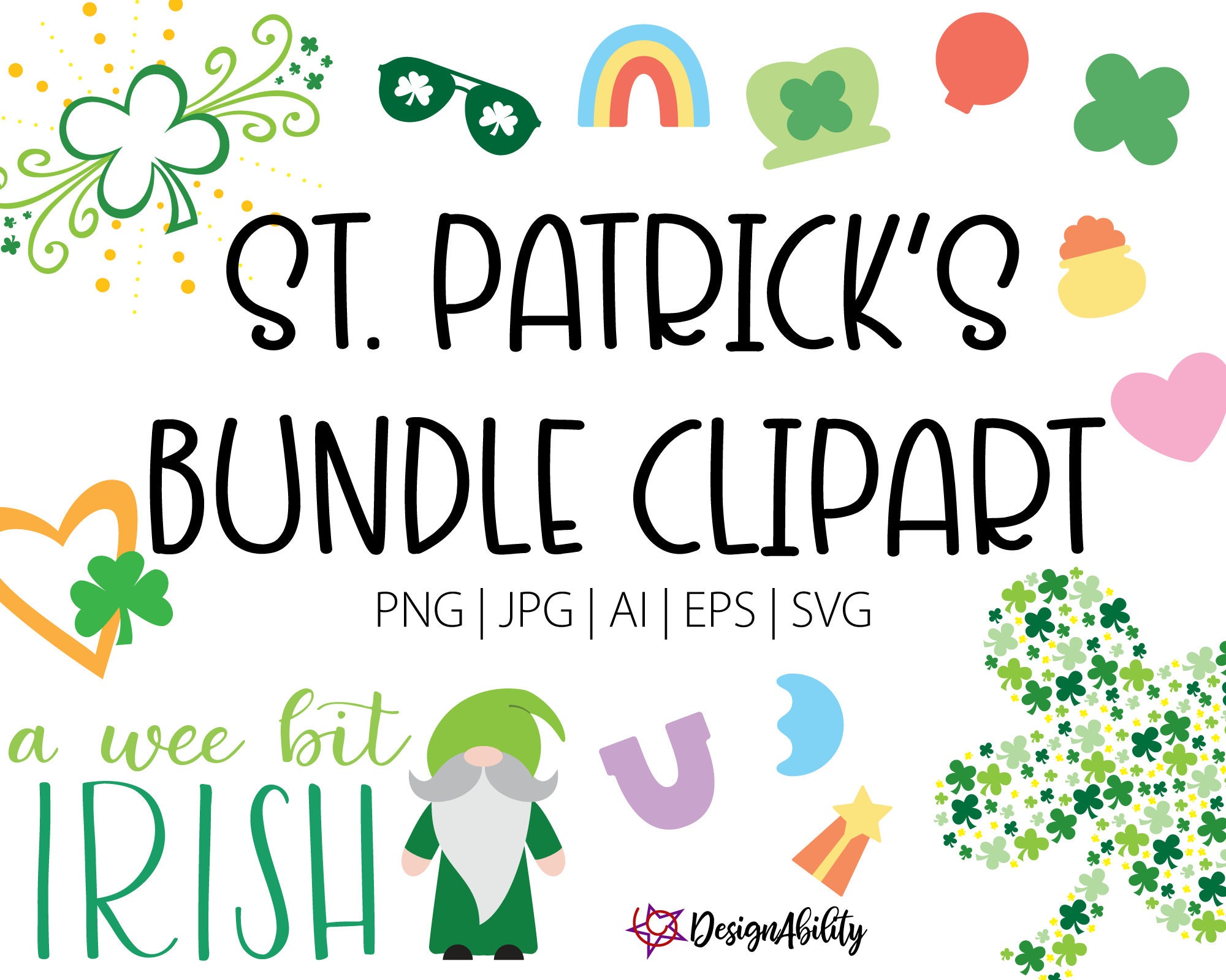 St Patrick Bundle Clipart Set | SVG, EPS, Pngs, Jpegs & Adobe ...