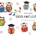 School Owls Clipart Set - SVG & 14 Pngs | Vector Clip Art | Digital ...