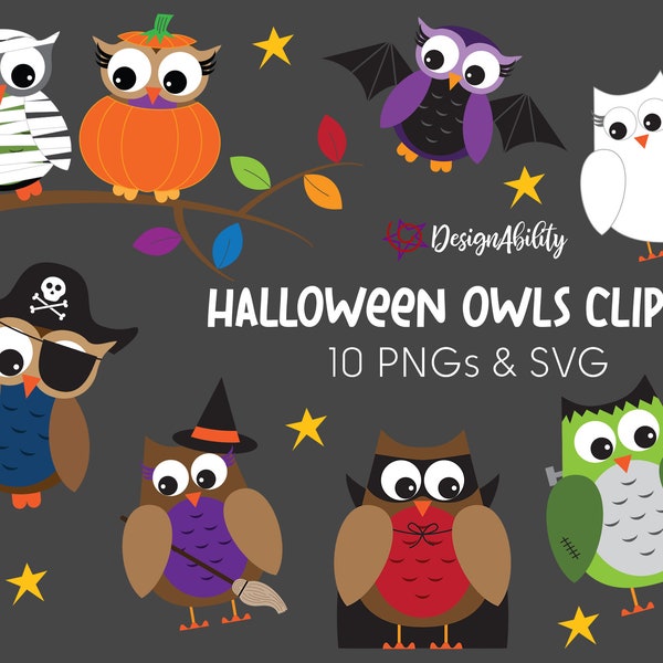Halloween Owl Clipart - Etsy