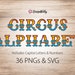 Circus Alphabet Clipart Set - Red Blue Yellow Letters & Numbers | PNG ...
