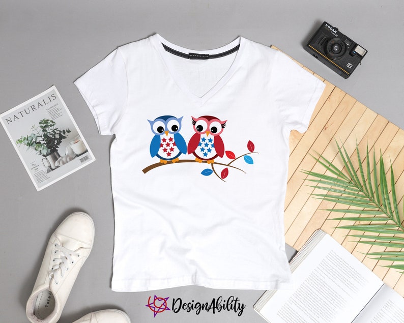 Patriotic Owls Clipart Set - SVG & 14 Pngs | Patriotic Vector Clip Art ...