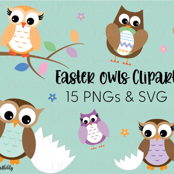 Easter Owl Clipart - Etsy