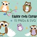 Easter Owls Clipart Set - SVG & 15 Pngs | Digital Download - Etsy