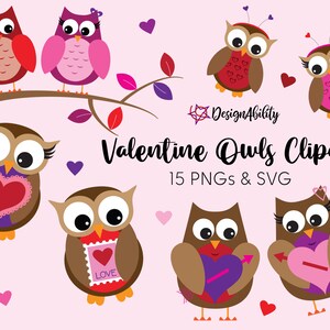 Valentine Owls Clipart Set - SVG & 15 Pngs | Digital Download - Etsy