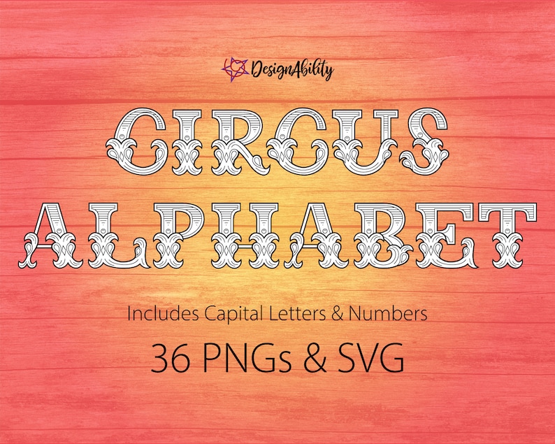Circus Alphabet Clipart Set (black / White) - SVG & 36 Pngs | Clipart ...