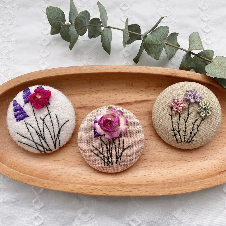 Floral Embroidery Brooch Pin Handmade Girl Embroidered Pin - Etsy