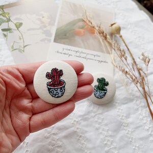 Floral Embroidery Brooch Pin Handmade Catus Embroidered Pinparty Coat ...