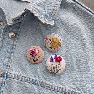 Floral Embroidery Brooch Pin Handmade Girl Embroidered Pin party Coat ...