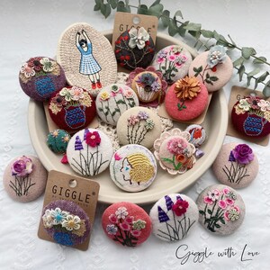 Floral Embroidery Brooch Pin Handmade Girl Embroidered Pin party Coat ...