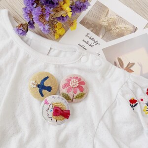 Floral Embroidery Brooch Pin Handmade Girl Embroidered Pin party Coat ...