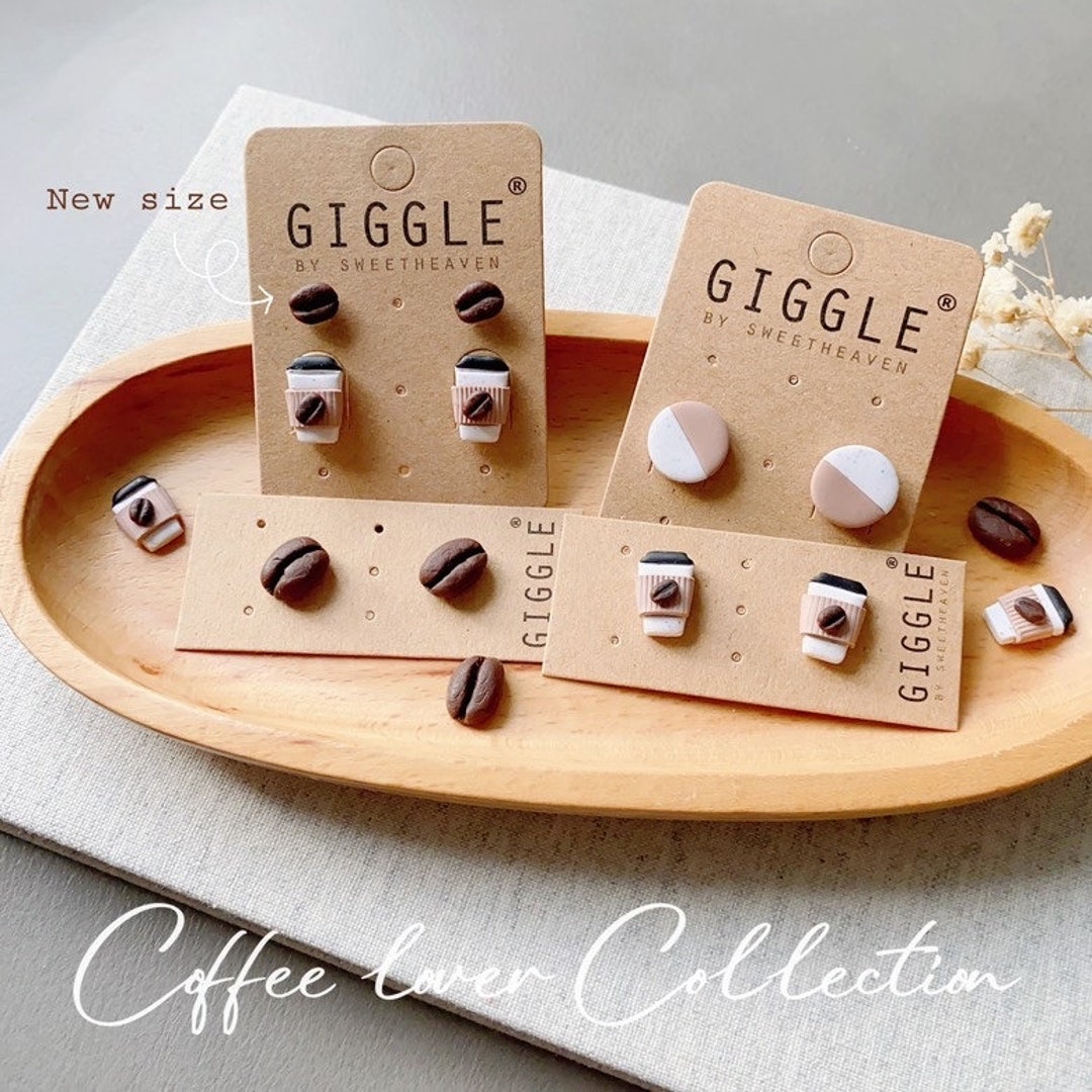Coffee Clay Earring• Take Out Coffee Stud • Croissant Clay Earring ...