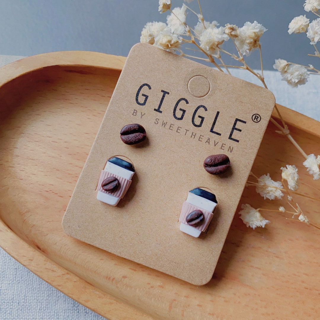 Coffee Clay Earring• Take Out Coffee Cup Studs •clay Coffee Jewelry• Latte Stud •coffee Lover ...