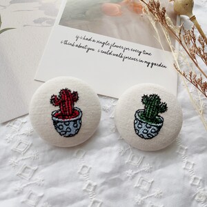 Floral Embroidery Brooch Pin Handmade Catus Embroidered Pinparty Coat ...