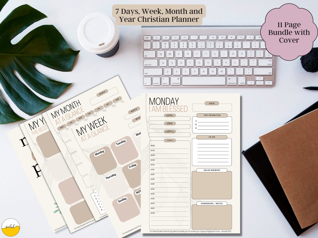 Christian Daily Planner Bundle 11 Pages, Productivity, Finance, Fitness ...