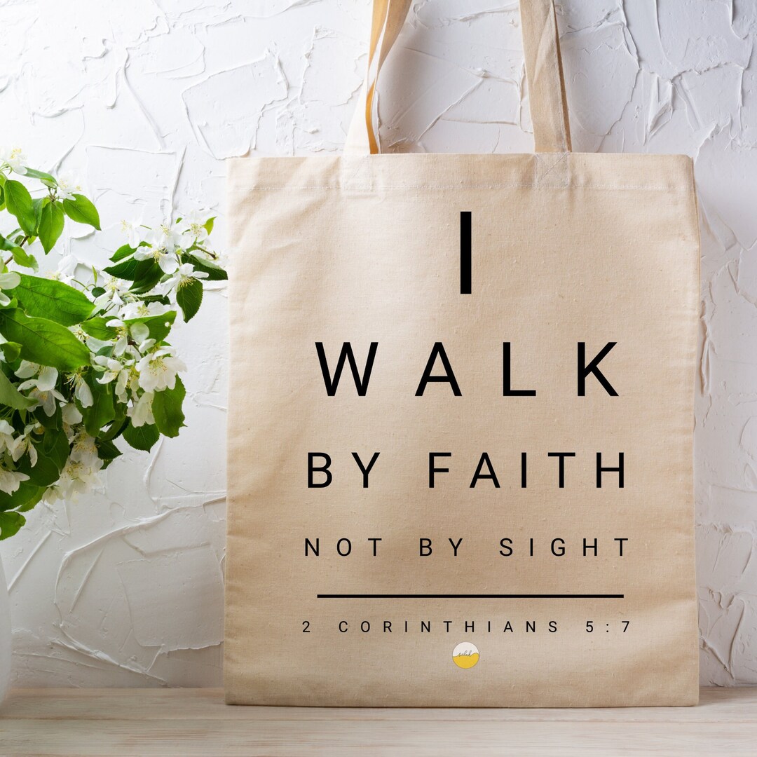 I Walk by Faith Canvas Tote Bag, Bible Verse Bag, Christian Accessories ...