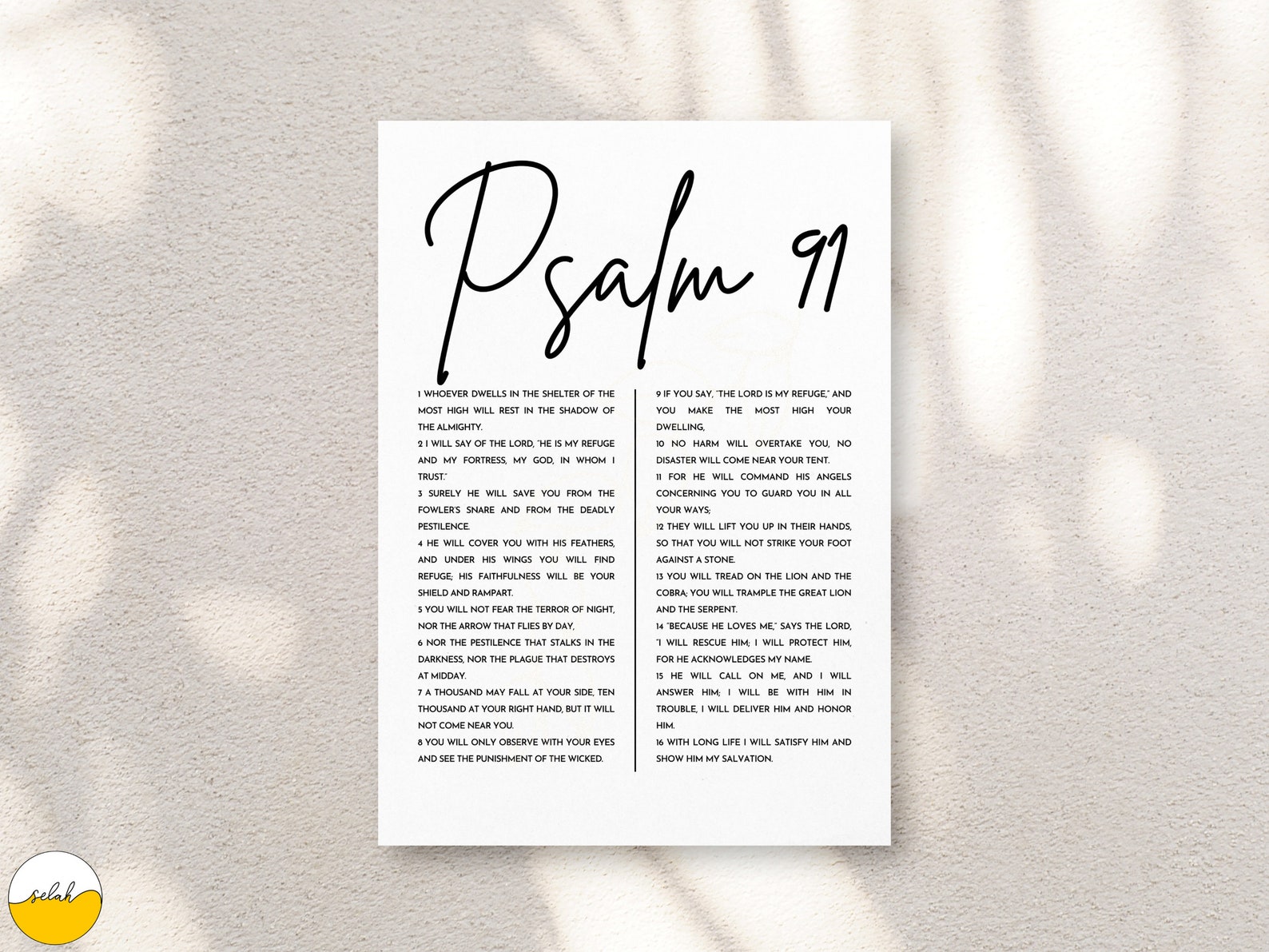 Psalm 91 Scripture Wall Art Home Decor Bible Verse Art - Etsy