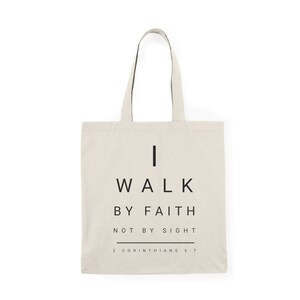 I Walk by Faith Canvas Tote Bag, Bible Verse Bag, Christian Accessories ...
