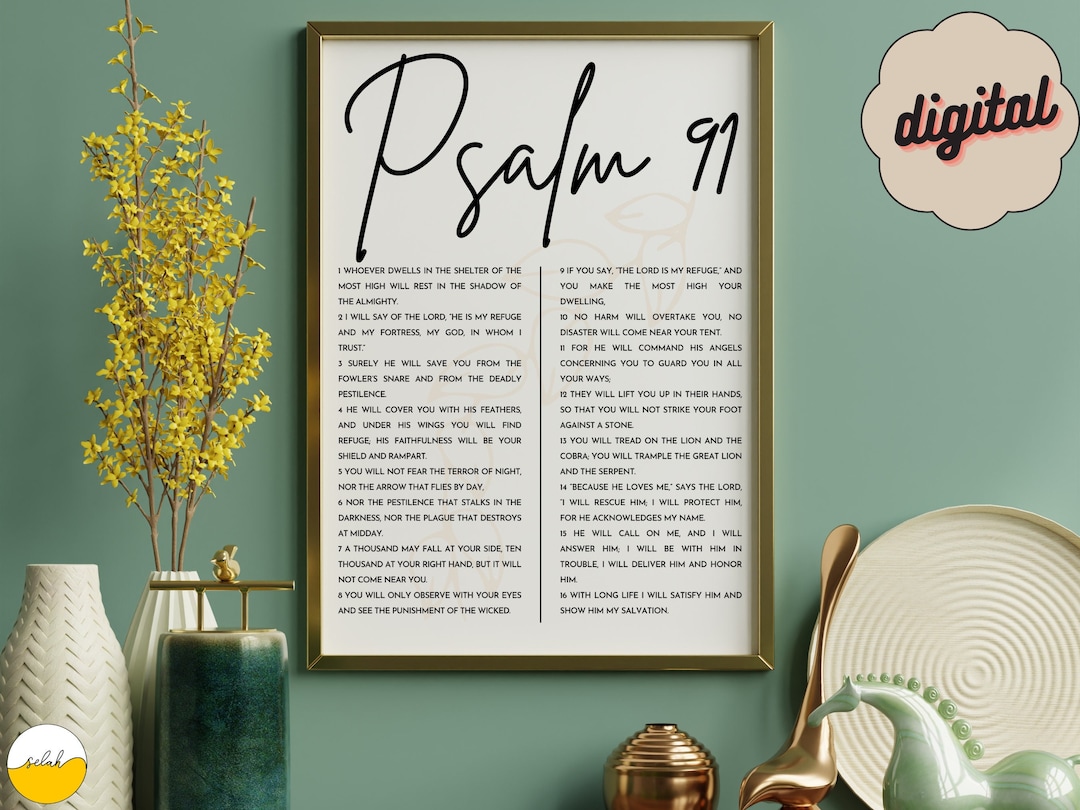 Psalm 91 Digital Wall Art | Christian Handmade Home Decor | Bible Verse ...