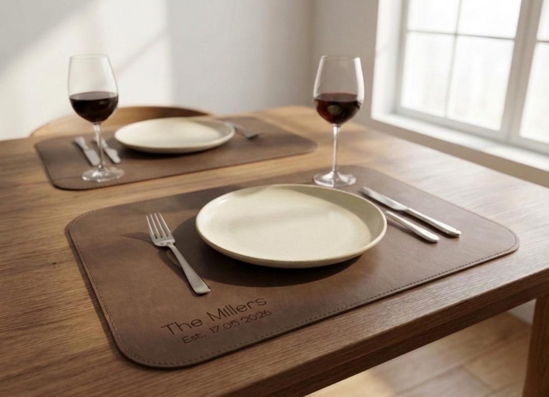 Personalized Leather Placemat • Custom Dining Mat • Custom Anniversary ...