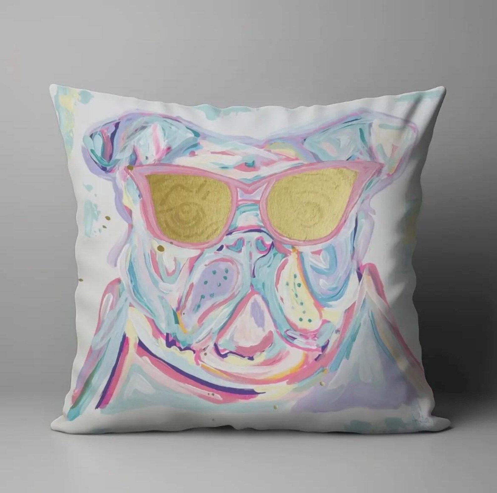 Watercolor Bulldog Pillow 18 Square - Etsy