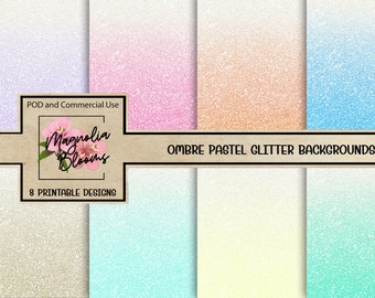 8 Shimmery Glitter Ombre Gradients Stationery and Digital Backgrounds ...