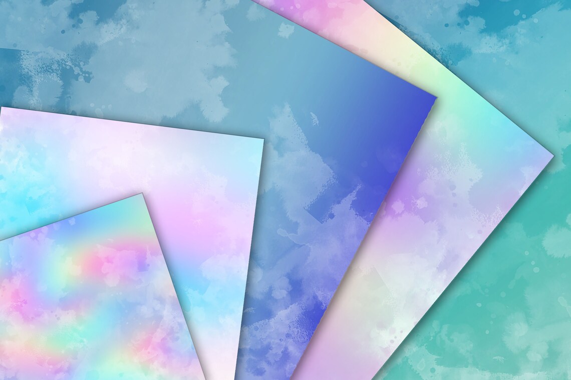 8 Beautiful Pastel Watercolor Gradients Digital Backgrounds Sublimation ...