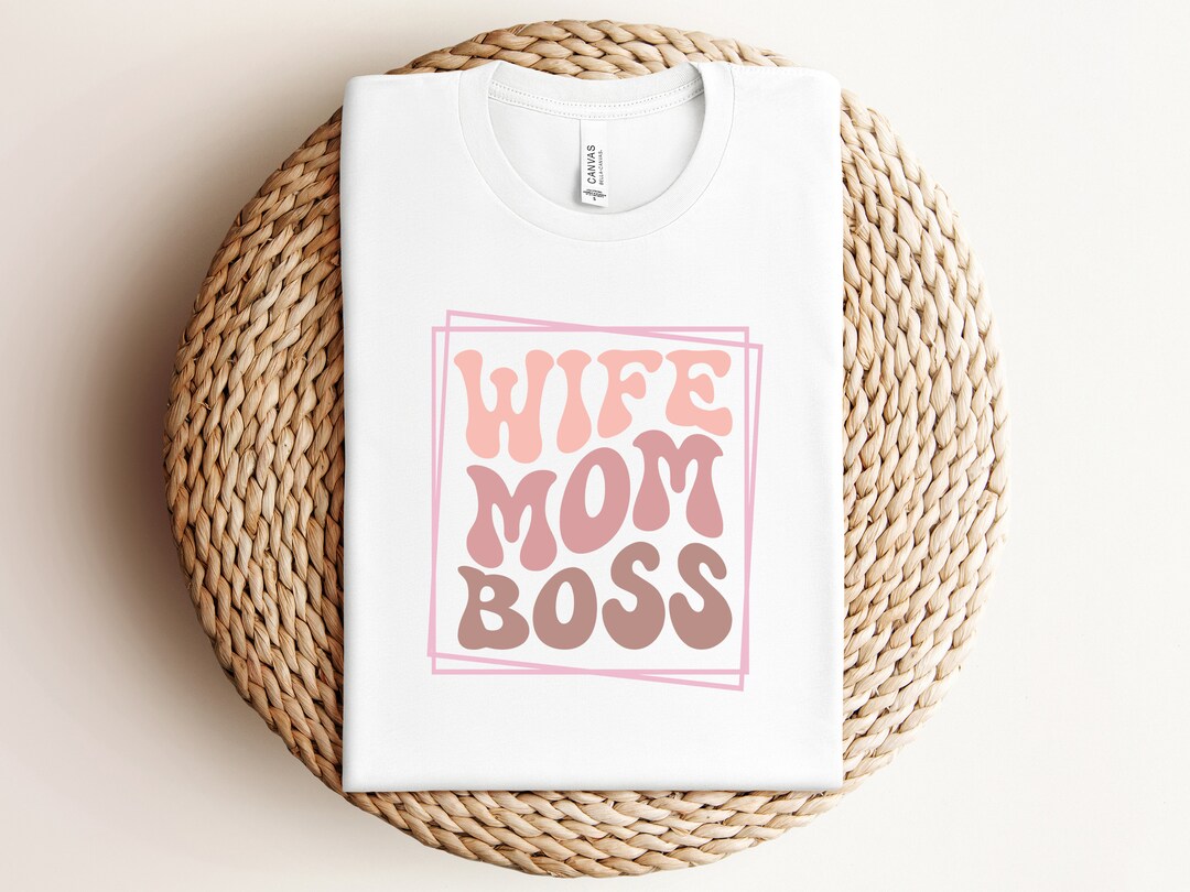 Wife Mom Boss Wavy Text SVG Transparent PNG - Etsy