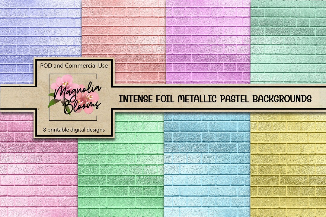 8 Intense Foil Metallic Pastel Digital Backgrounds Sublimation POD ...