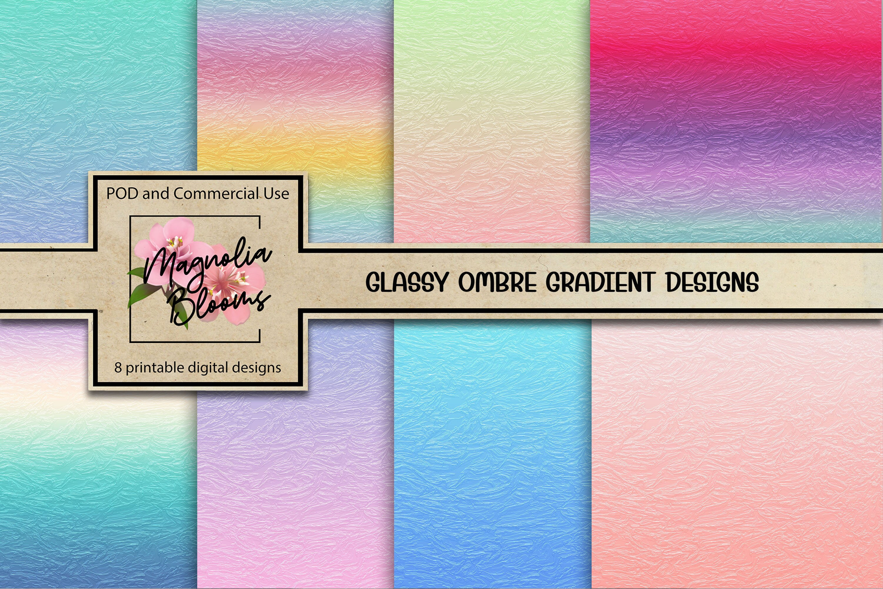 8 Glassy Ombre Gradient Designs Scrapbook Papers and Digital ...