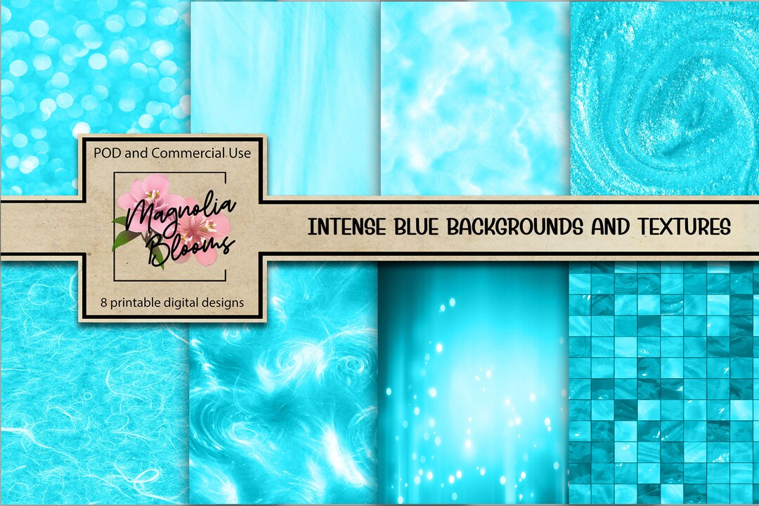 8 Beautiful Intense Blue Digital Backgrounds Sublimation POD INCLUDED ...