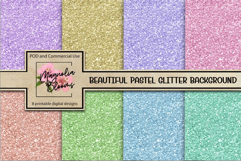 8 Beautiful Pastel Glitter Digital Backgrounds Sublimation POD INCLUDED ...