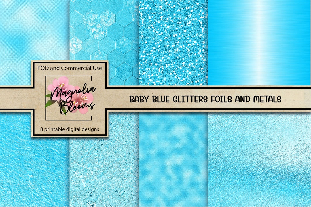 8 Baby Blue Glitters Foils and Metals Digital Backgrounds Sublimation ...