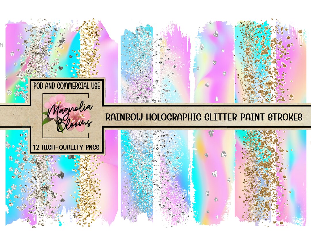 12 Pastel Unicorn Rainbow Abstract Paint Strokes With Transparent PNGS ...