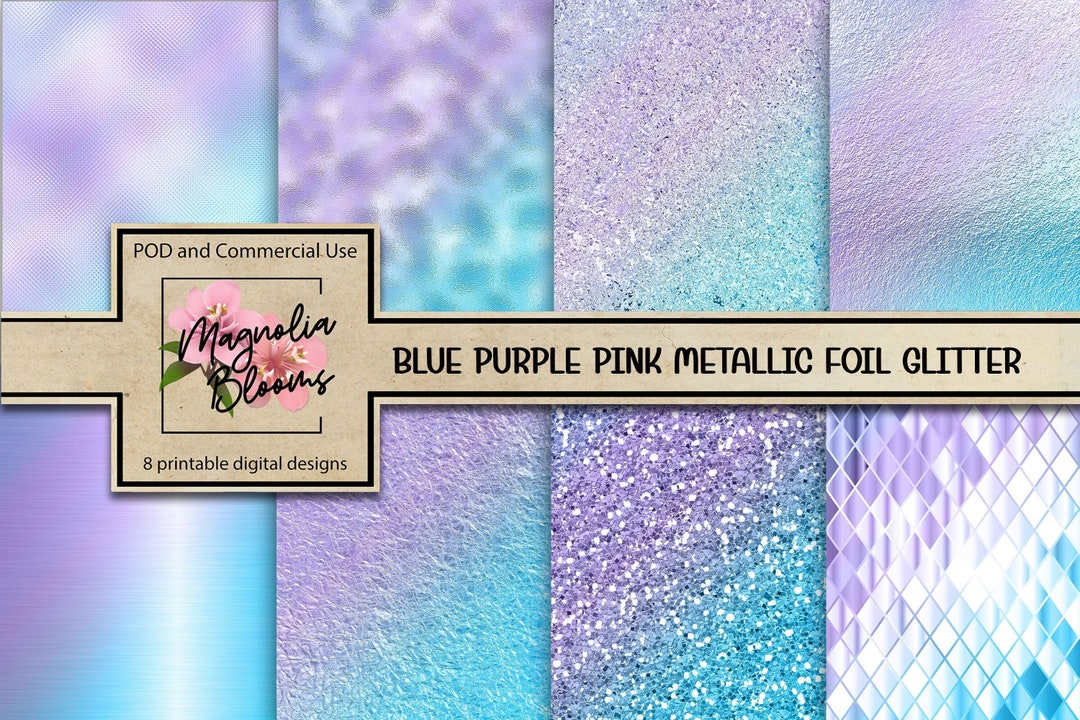 8 Beautiful Intense Blue Purple Foil Metallic Digital Backgrounds ...