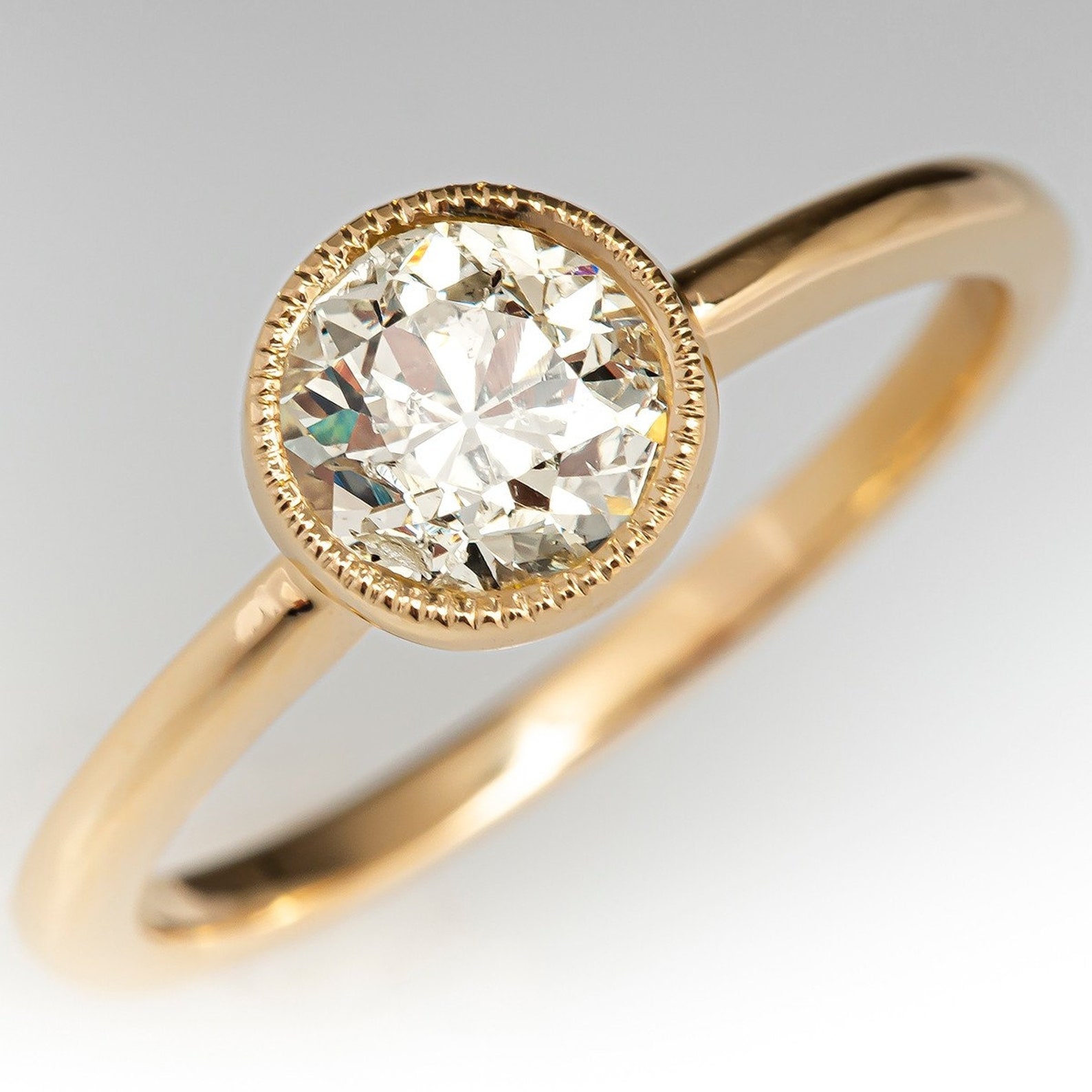 Round Cut Engagement Ring in Solid Gold 10k/14k/18k Gold Ring - Etsy