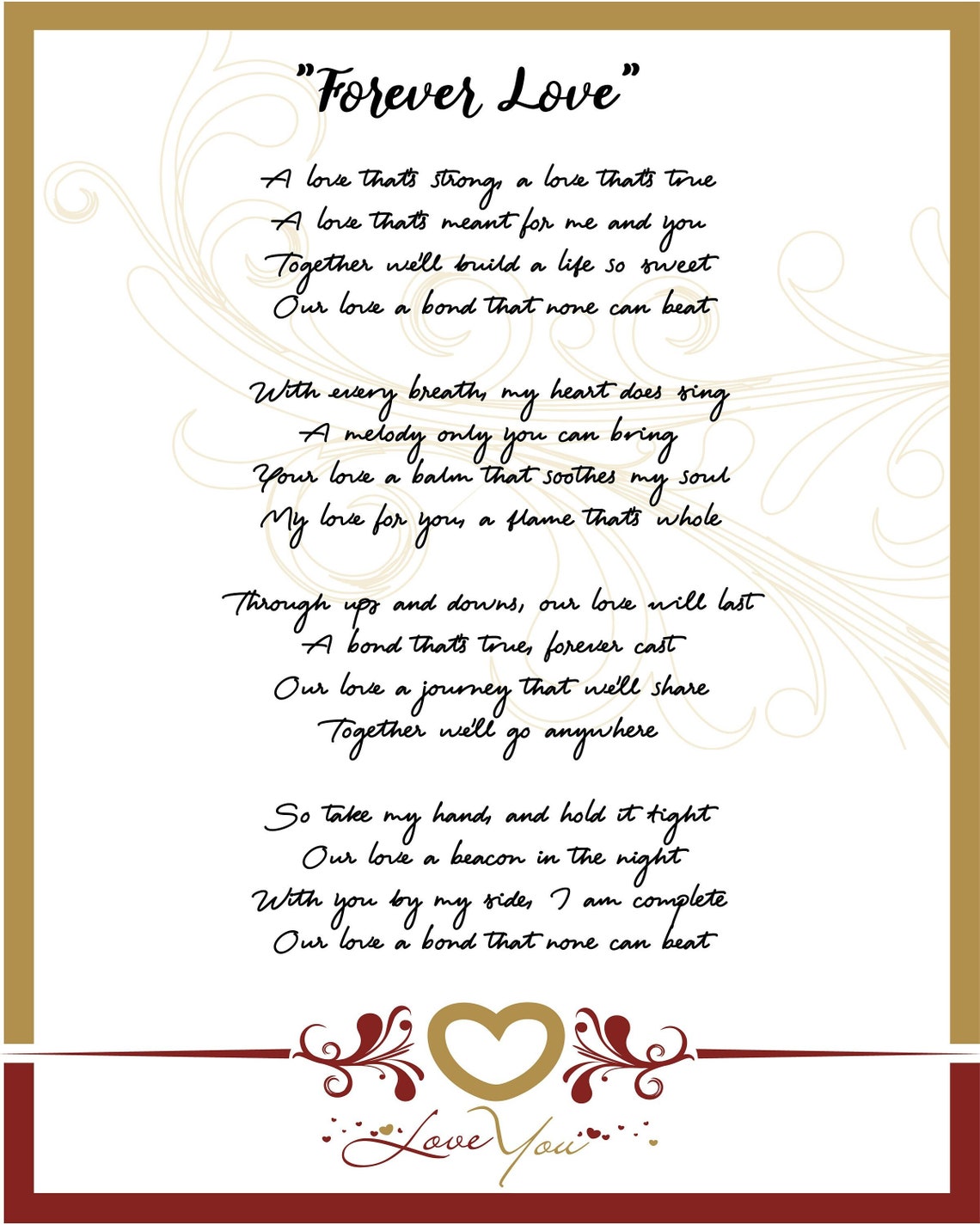 Love Forever Poem, Love Poem, Love Poems, Digital Poem, Anniversary ...