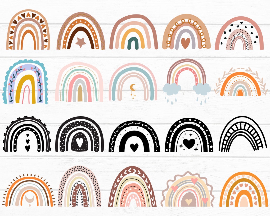 Boho Rainbow Svg Rainbow Svg Boho Svg Rainbow Clipart Boho - Etsy