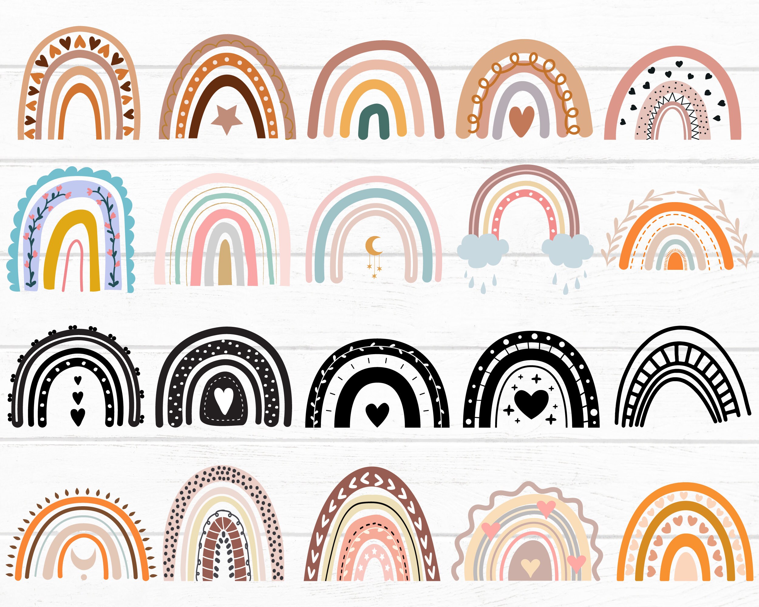 Boho Rainbow Svg, Rainbow Svg, Boho Svg, Rainbow Clipart, Boho Rainbow ...