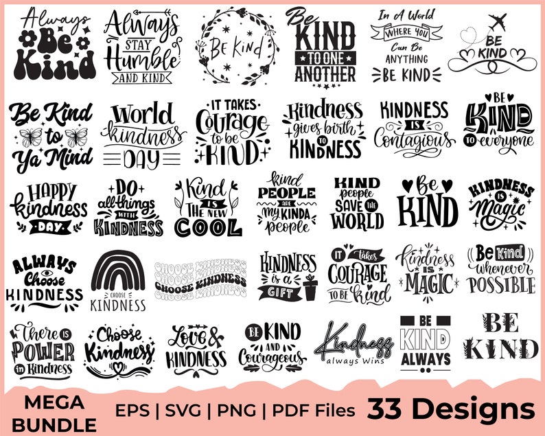 Kindness Svg Bundle, Be Kind Svg, Kindness Svg, Kind Svg, Kindness ...
